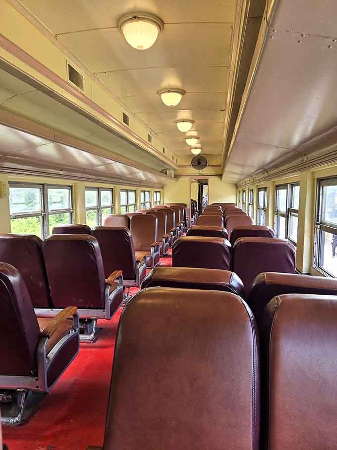 Plush seats and period-appropriate details make you wonder why modern transportation gave up on making passengers actually comfortable.