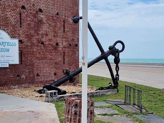 Maritime history meets military architecture, with that anchor serving as a reminder of Key West's strategic importance throughout American history.