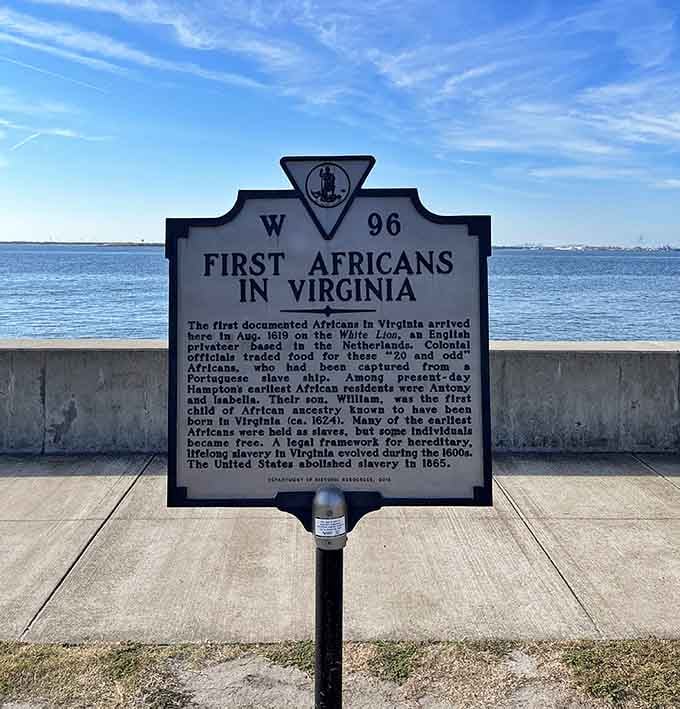 This marker tells a story that changed America forever, standing where courage met opportunity at the water's edge.
