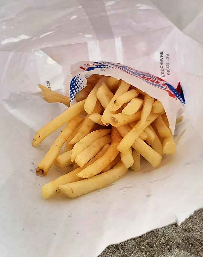 French fries that actually taste like potatoes&mdash;what a concept! These golden beauties aren't just a side dish, they're the supporting actor who steals the scene.