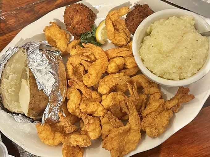 Fried seafood so perfectly golden it deserves its own trophy. That satisfying crunch when your fork breaks through is nature's way of saying "you ordered correctly."