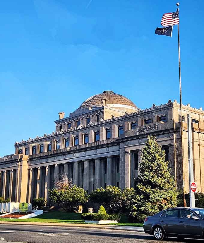 Gary's City Hall stands proud with its dome intact, proving some things refuse to give up without a fight.