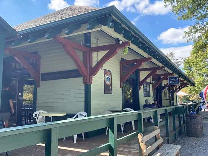 The Freight House Pub offers a welcome respite where you can grab refreshments without breaking character too badly.