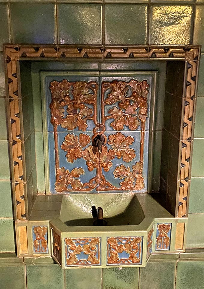 This ornate wall fountain showcases the kind of craftsmanship that simply doesn't exist in modern construction anymore.