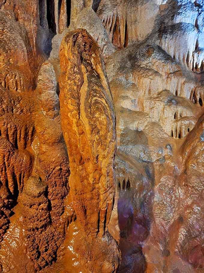 This golden stalagmite catches the light like a natural sculpture, proving patience really does pay off over a few millennia.