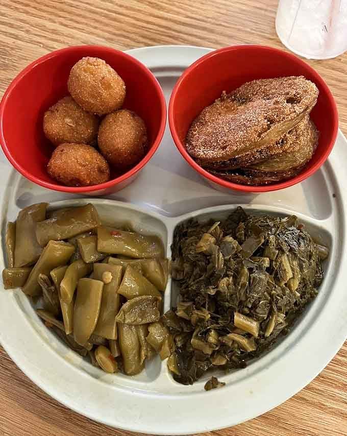 Fried green tomatoes, golden hush puppies, and sides so good they make you understand why Southerners take vegetables seriously.