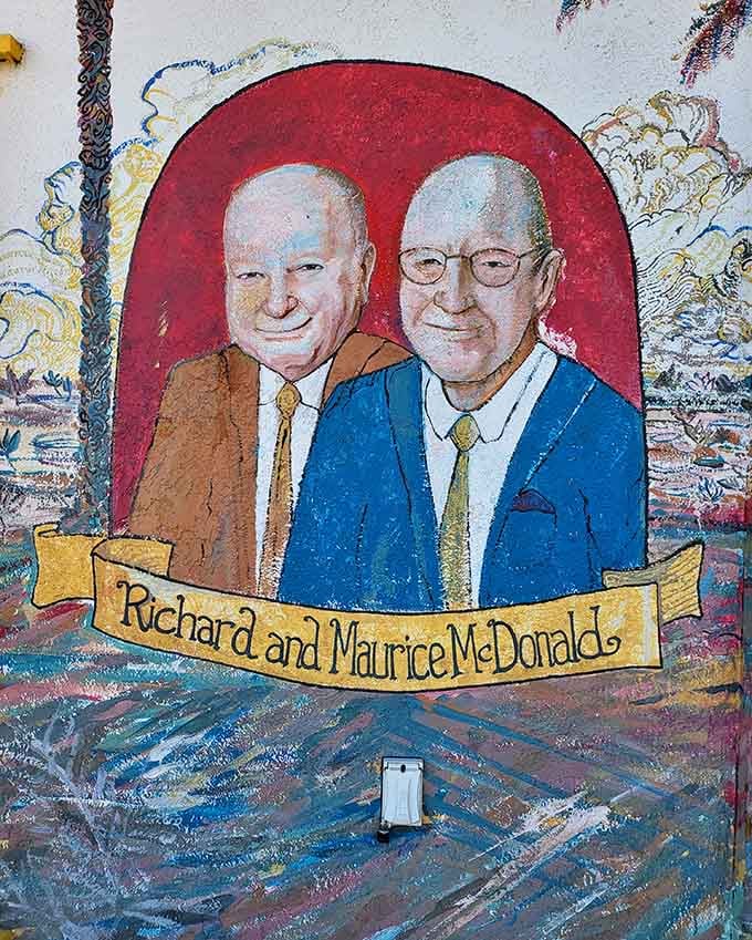 This mural honors the brothers who revolutionized dining, making speed and consistency the secret sauce of success.