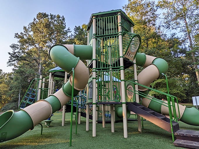 Yes, there's a playground here because even time-traveling adventures need to accommodate the energy levels of modern kids.