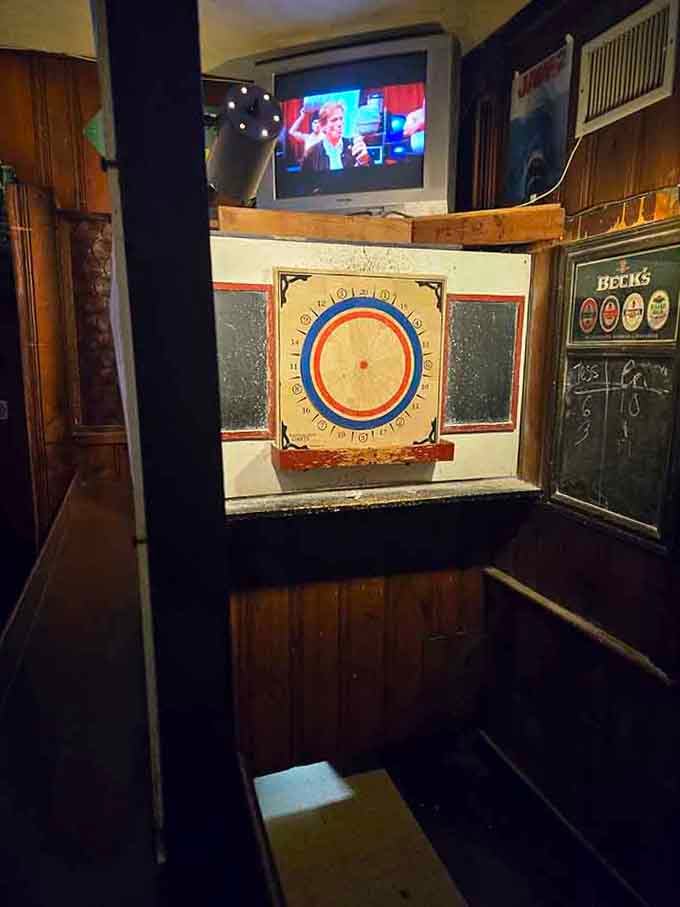 Indoor darts where missing the bullseye is half the fun and nobody's keeping score anyway, probably.