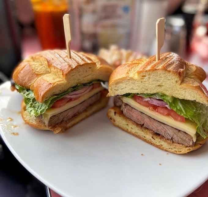 The Rustler Sandwich stacked so high it defies both gravity and your ability to open wide.