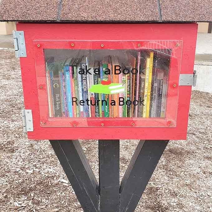 A Little Free Library means the adventure continues even after the climbing is done for the day.