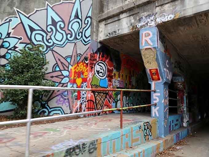 The ramp leads you deeper into this artistic wonderland, where even the approach is part of the visual feast.