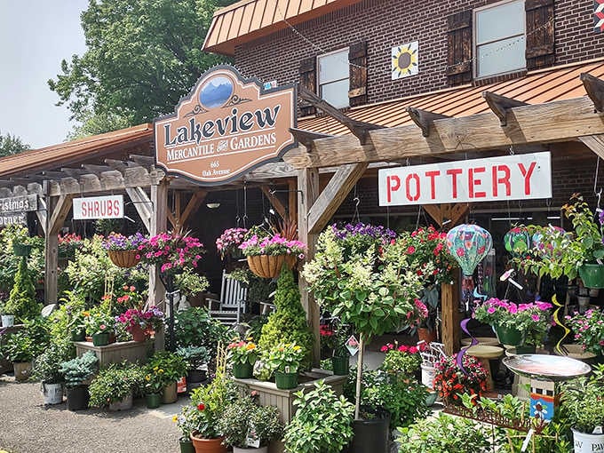 Lakeview Mercantile & Gardens bursts with colorful blooms and pottery, a feast for the senses that no online shopping experience can replicate.