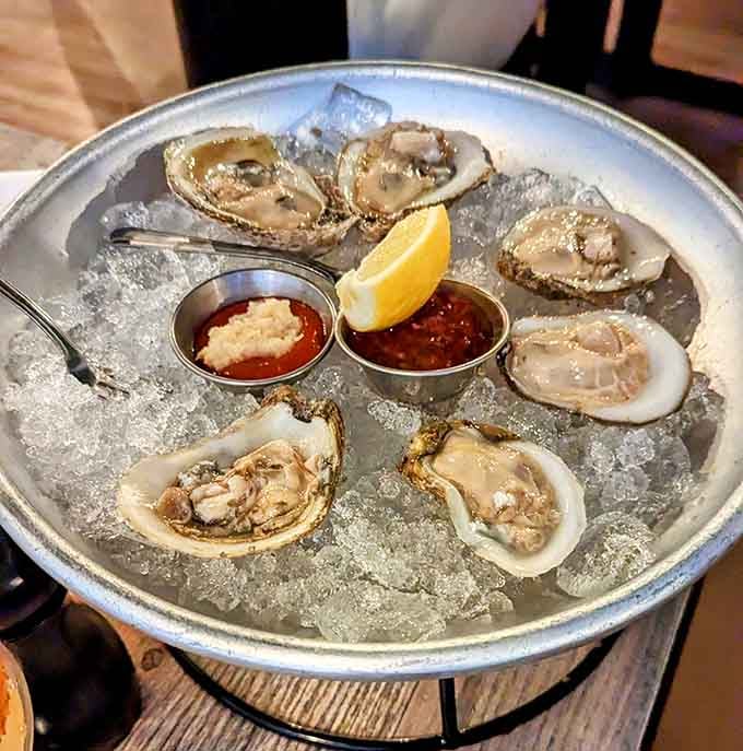 Fresh oysters on ice, because sometimes breakfast calls for a little coastal sophistication and lemon.