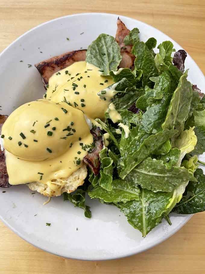 That hollandaise cascading over perfectly poached eggs is liquid gold, and I'm not being dramatic about it.