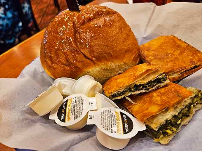 Fresh-baked bread and flaky spanakopita prove that sometimes the best things come wrapped in phyllo dough.