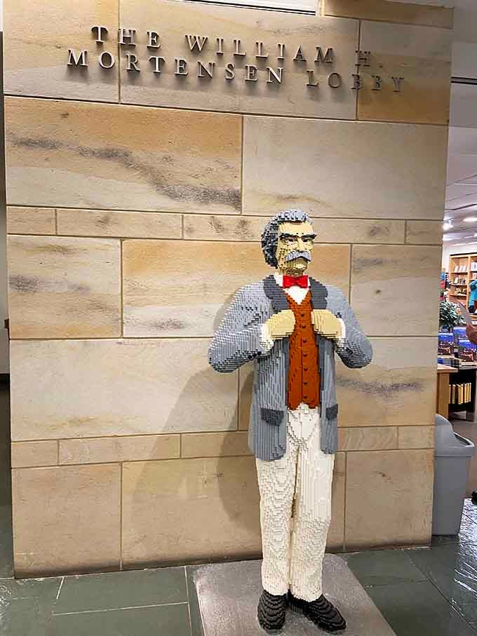 Someone built Mark Twain out of LEGO bricks, proving his legacy appeals to every generation and building block enthusiast.