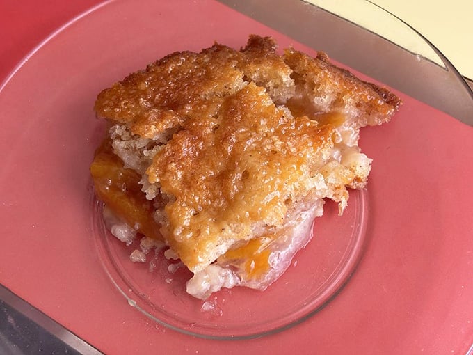 Golden peach cobbler that makes you wonder why anyone ever invented any other dessert in human history.