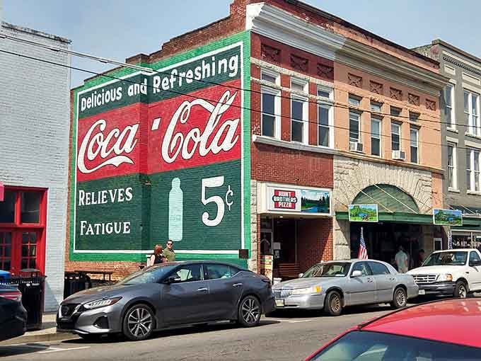 Even the vintage Coca-Cola signs here look like they're straight from a collector's dream, perfectly preserved nostalgia.