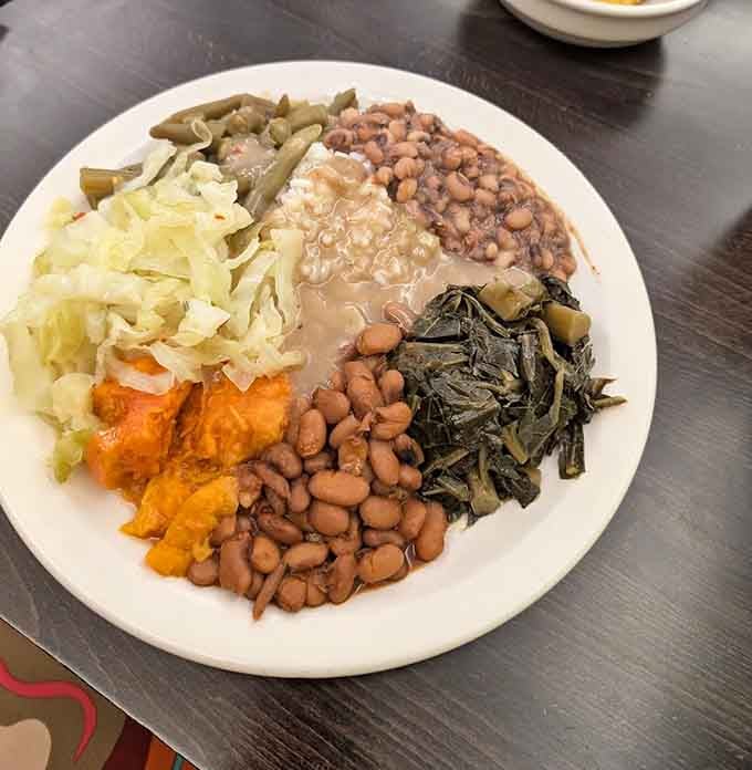 A vegetable plate that proves sides can absolutely steal the show when cooked with proper love and skill.