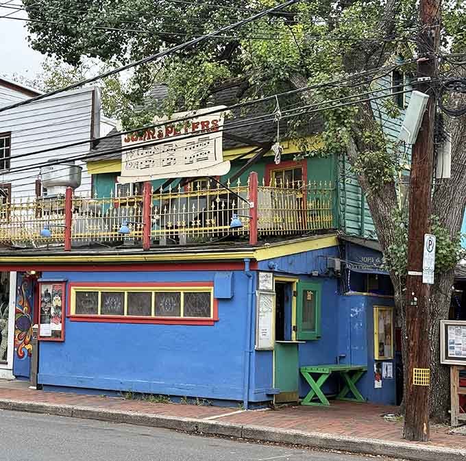 Bright blue walls and quirky charm make this spot impossible to miss, like a blueberry in a bowl of vanilla ice cream.