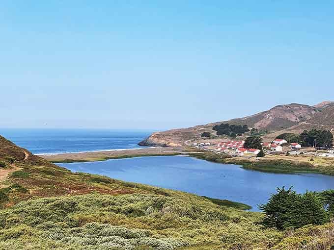 The Marin Headlands provide stunning coastal views, proving even missile sites appreciated prime California real estate with ocean access.