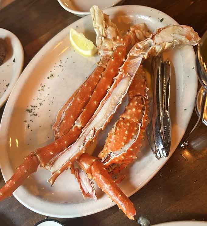 Alaskan king crab legs that require both skill and determination, but reward you with sweet, succulent meat worth the effort.