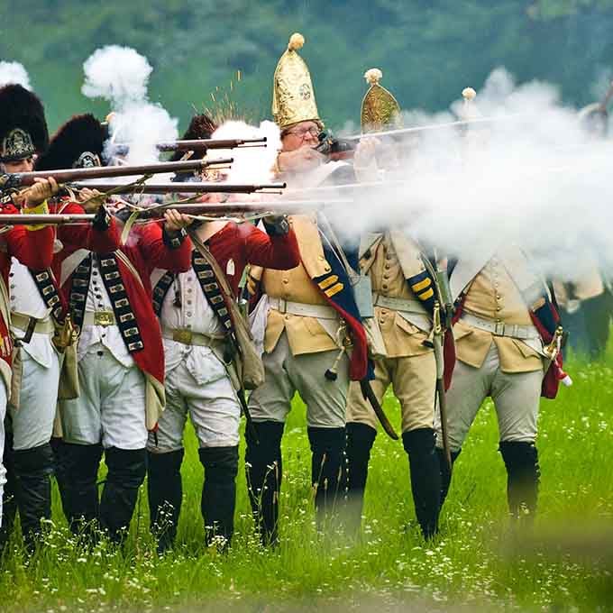 When the militia fires those muskets, you'll understand why our ancestors had such impressive hearing loss by age forty.