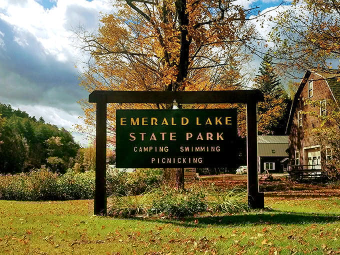 The gateway to tranquility&mdash;Emerald Lake's entrance sign promises three simple pleasures that somehow feel revolutionary these days.