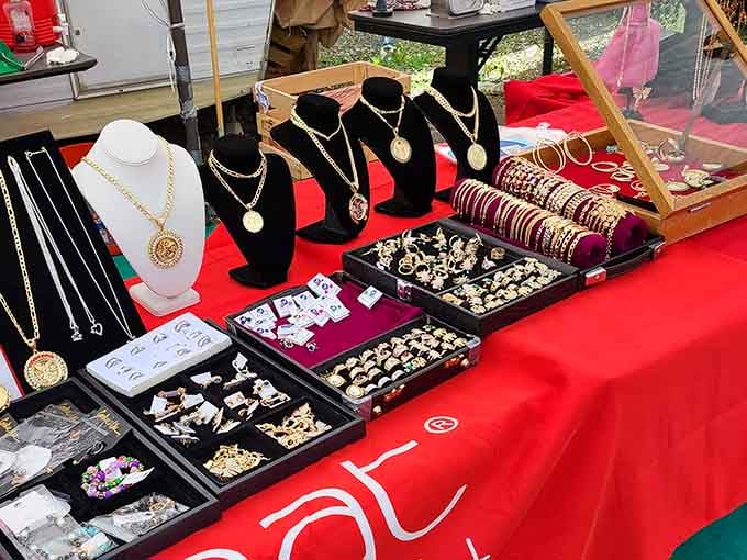 Jewelry displays that would make QVC jealous, minus the three easy payments and aggressive sales pitch.