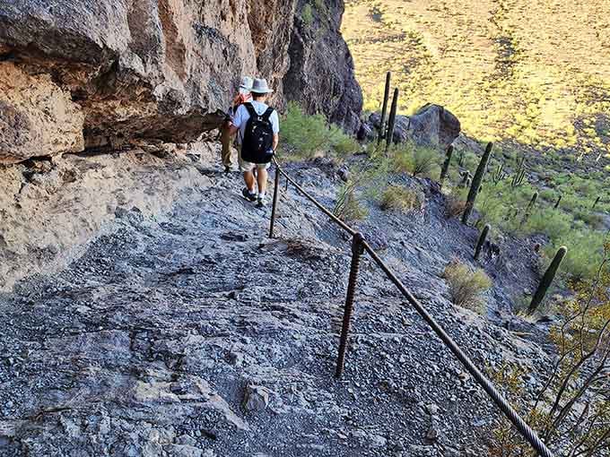 The cables aren't just for show; you'll be grateful for every bolted handhold on your way up.