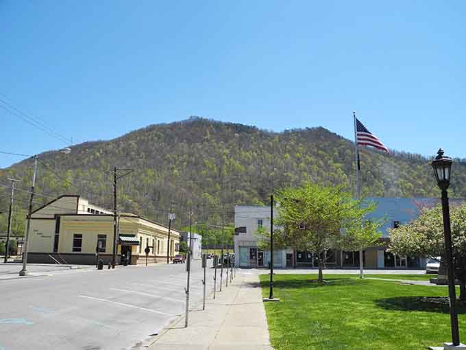 Small-town squares don't get much prettier than this, with mountains photobombing every single shot beautifully.
