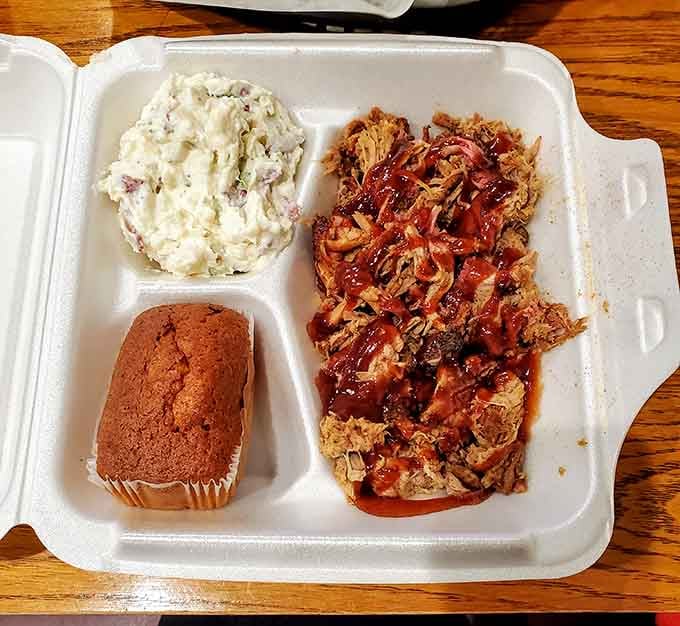 Pulled pork, potato salad, and cornbread: the holy trinity of Southern comfort that somehow found its way to Connecticut and decided to stay.