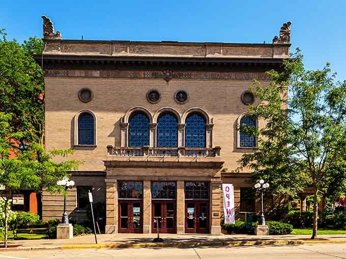 The Sheldon Theatre's ornate exterior hints at the architectural treasures waiting inside this 1904 performance gem.