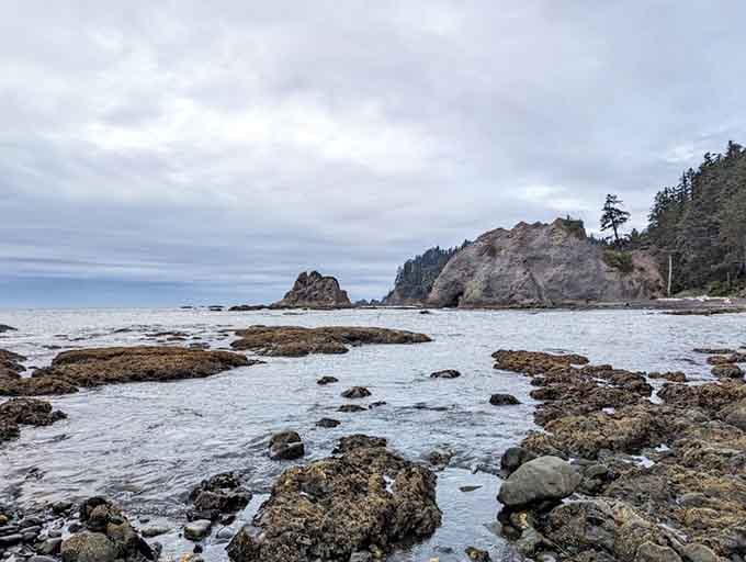 The rocky shoreline stretches endlessly, offering views that make your daily commute seem like a distant memory.