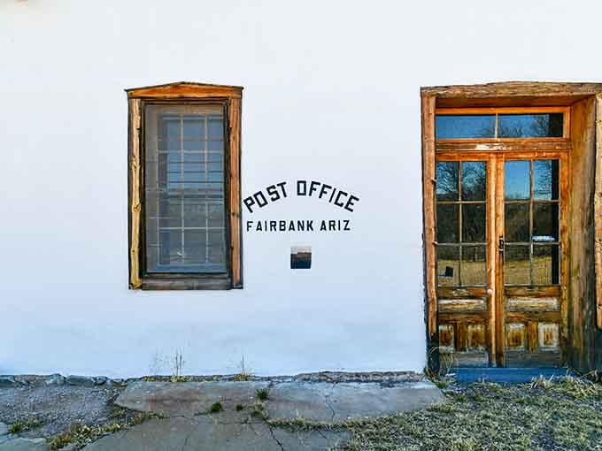 The old Fairbank Post Office still stands, waiting for letters that will never arrive from a town long gone.