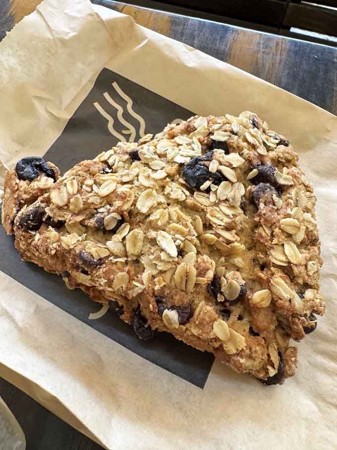 This oatmeal blueberry scone isn't just hearty—it's what your granola bar dreams of becoming when it grows up.