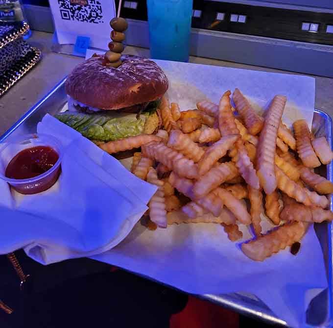 That burger and those waffle fries look like they could fuel a Kessel Run, no hyperdrive required.