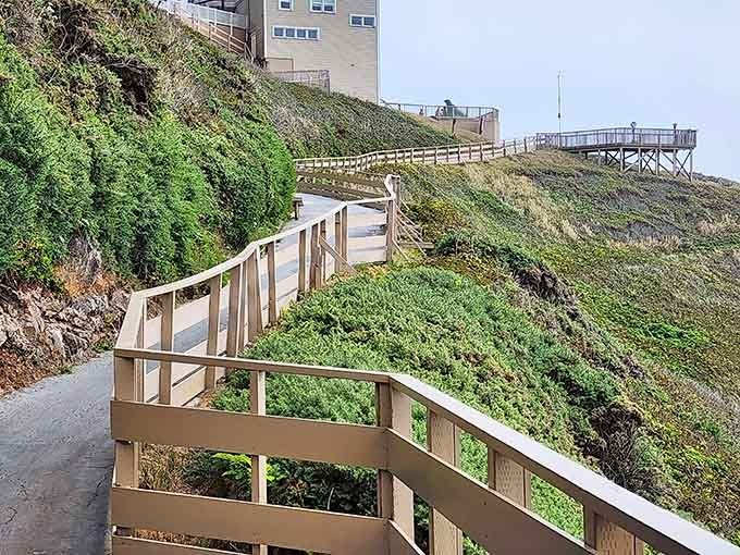 This wooden walkway leads to views that'll make your knees weak for all the right reasons.