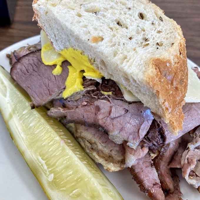 Brisket piled this high requires both strategy and commitment, but you'll figure it out.