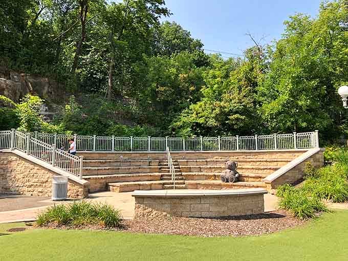 Teddy Bear Park's amphitheater hosts summer concerts where community gathers under stars, proving the best entertainment needs no screens.