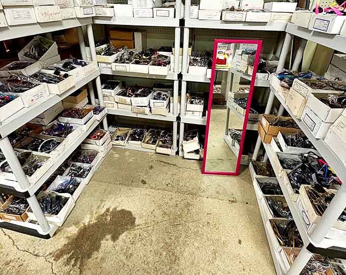 Organization heaven! Each box contains potential treasures, meticulously sorted for the serious collector or casual browser alike.