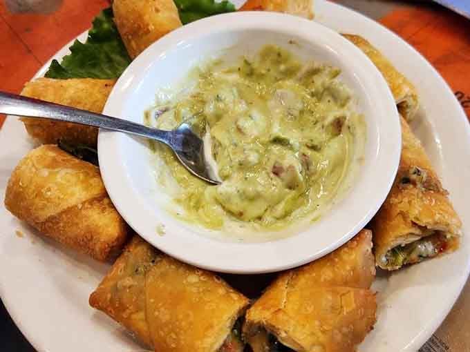 Southwest eggrolls arrive golden and crispy, bringing Tex-Mex flair to 30,000 feet, or rather, ground level dining bliss.