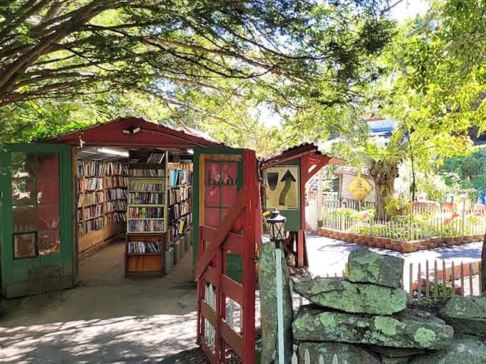Multiple outdoor sheds mean the book hunting continues beyond the main building's walls, naturally.