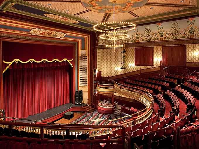 The Grand Oshkosh's interior would make phantom opera ghosts jealous &ndash; ornate ceilings, plush seating, and not a smartphone in sight.