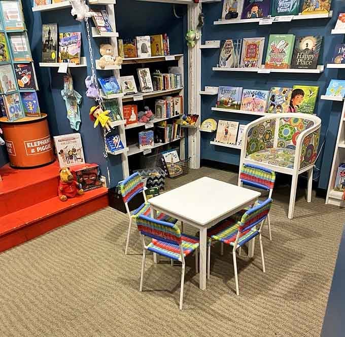 The children's section with its colorful little table is where future bookworms are born, one story at a time.