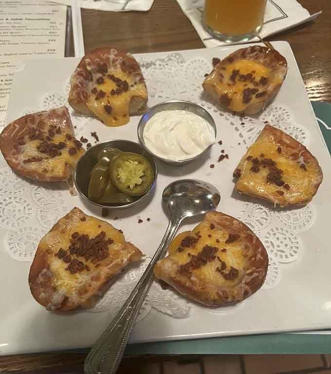 Potato skins loaded with cheese and bacon prove that some inventions are simply too good to mess with.