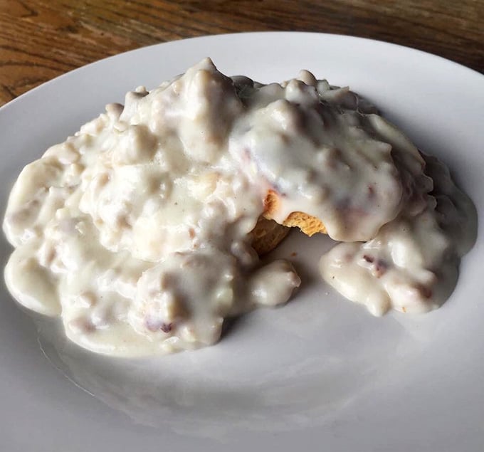 The Sparrow & Serpent's biscuits and gravy deliver Southern comfort with a generous helping of pure indulgence.