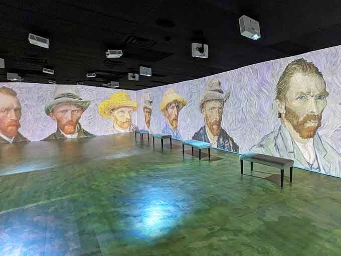 Van Gogh's self-portraits surround you in an immersive room that feels like stepping inside his mind.