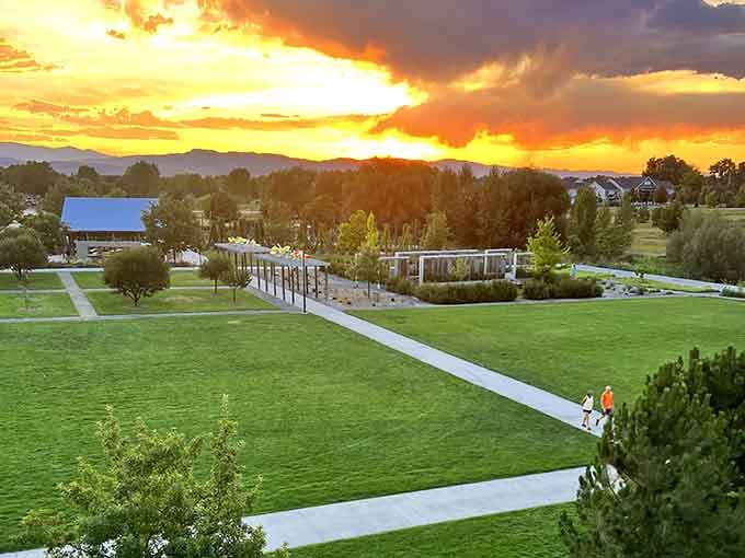 Sunset at Twin Silo Park looks like someone cranked up the saturation slider on Mother Nature's camera.